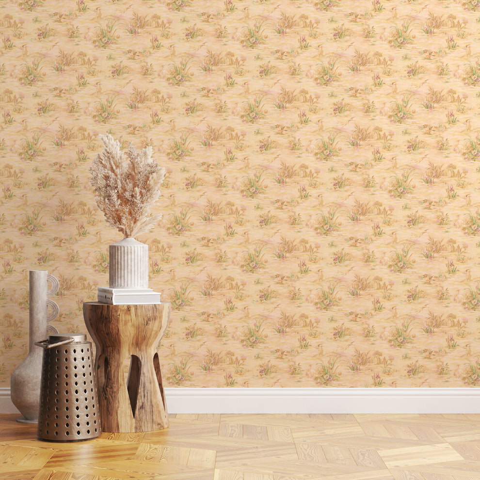 Gloria Bathroom Cranes and Water Lilies – Vintage Wallpaper Archive
