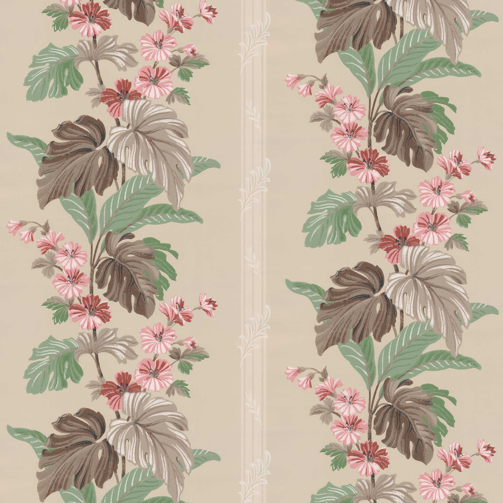Naomi Botanical Stripe - 1940s Vintage Wallpaper Reproduction – Vintage Wallpaper Archive