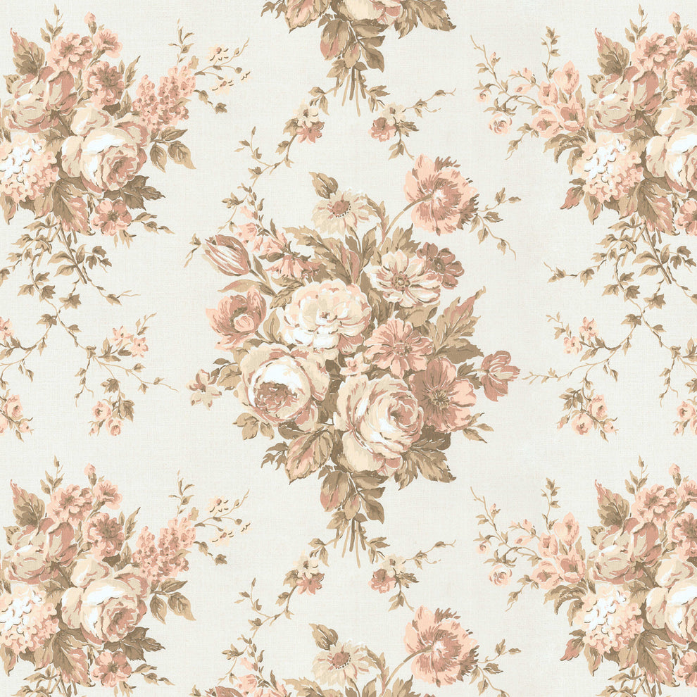 Rachelle Rose Floral - 1960s Vintage Wallpaper Reproduction – Vintage ...