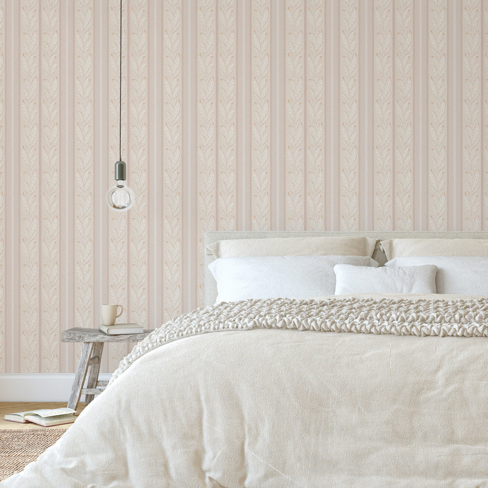 Carly Botanical Stripe - 1940s Vintage Wallpaper Reproduction – Vintage Wallpaper Archive