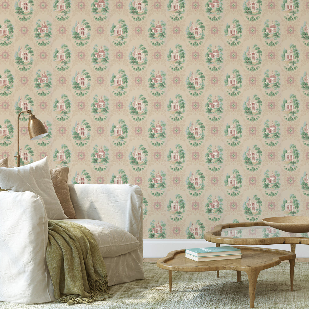 Providence Scenic - 1940s Vintage Wallpaper Reproduction – Vintage Wallpaper Archive