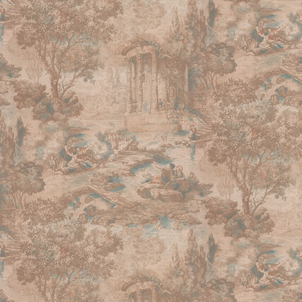 Blaise Antique Toile Scenic - 1900s Vintage Wallpaper Reproduction ...